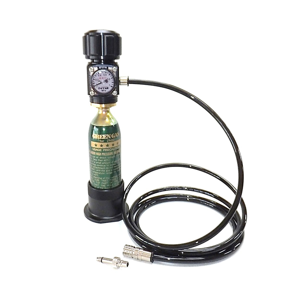 【SUN PROJECT】No.22550 エアソフトガン用 可変レギュレーター スタートセット グリーンガス1本・ストレートホース ...